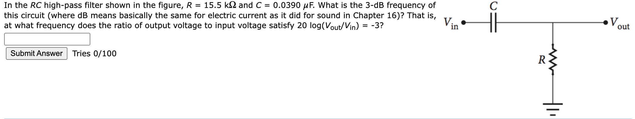 Solved In the RC high-pass filter shown in the figure, | Chegg.com