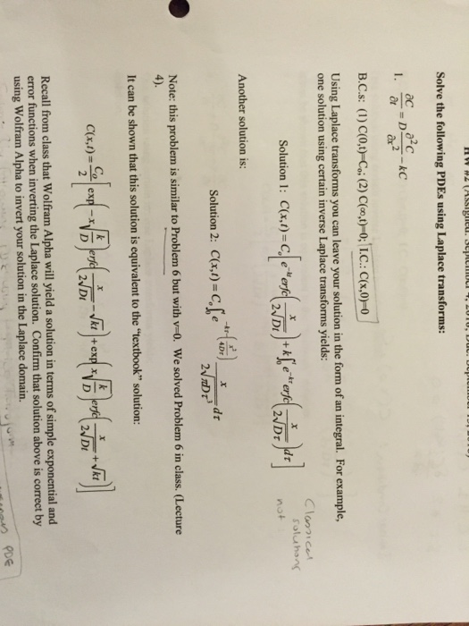 Solved Solve the following PDEs using Laplace transforms: ac | Chegg.com Solved Solve the following PDEs using Laplace transforms: ac | Chegg.com