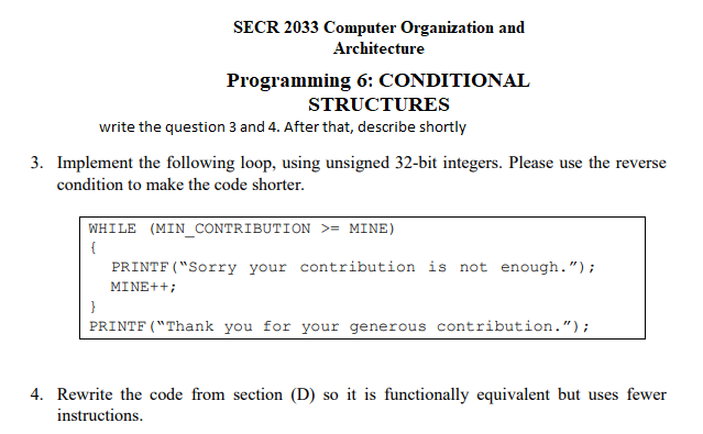SECR 2033 Computer Organization and Architecture | Chegg.com