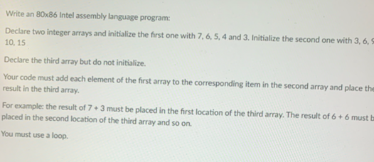 Solved Write an 80x86 Intel assembly language program: | Chegg.com