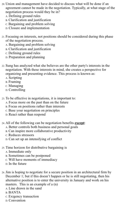 Solved 20. Union and management have decided to discuss what | Chegg.com