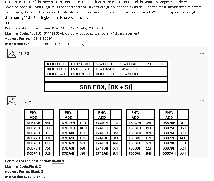 Solved Determine result of the operation or contents of the | Chegg.com