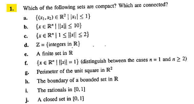 Solved Which of the following sets are compact? Which are | Chegg.com