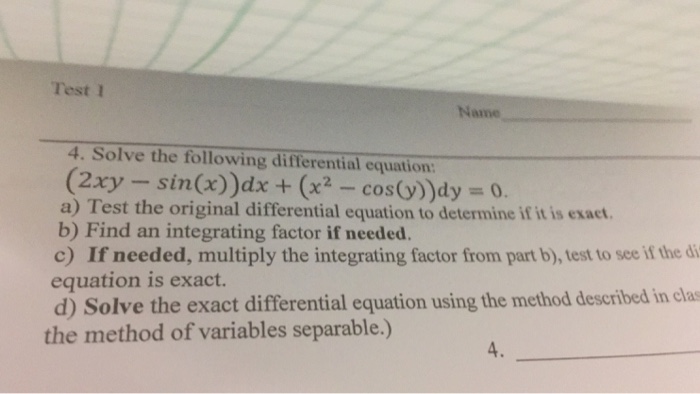 Solved Solve the following differential equation: (2xy - | Chegg.com