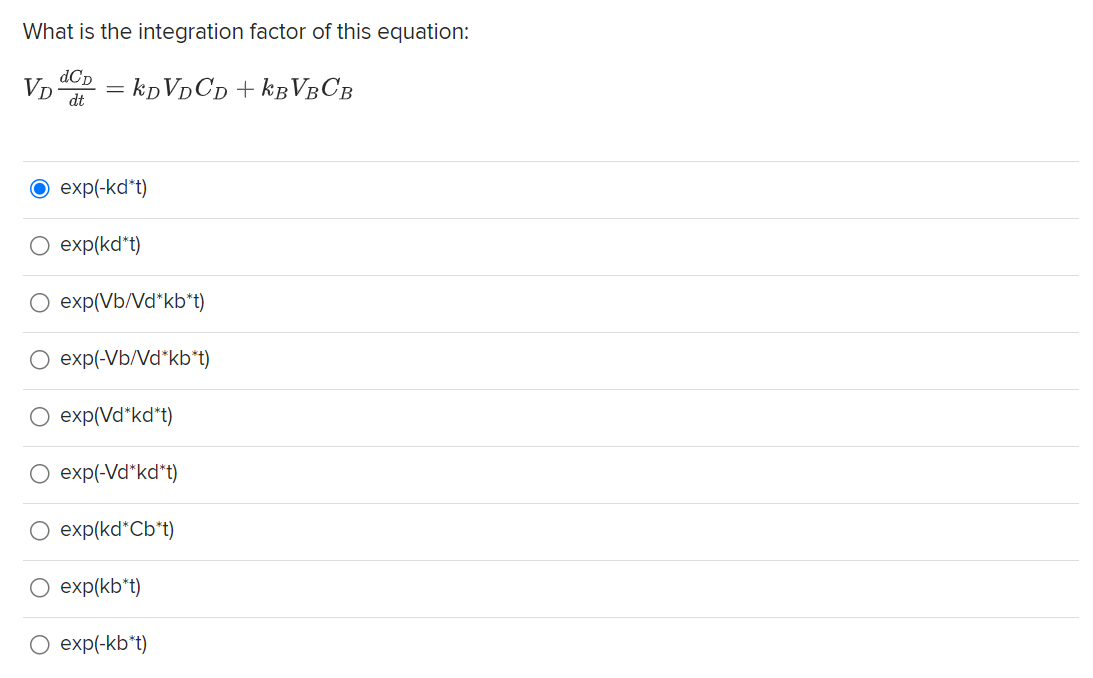 Solved What is the integration factor of this equation: | Chegg.com