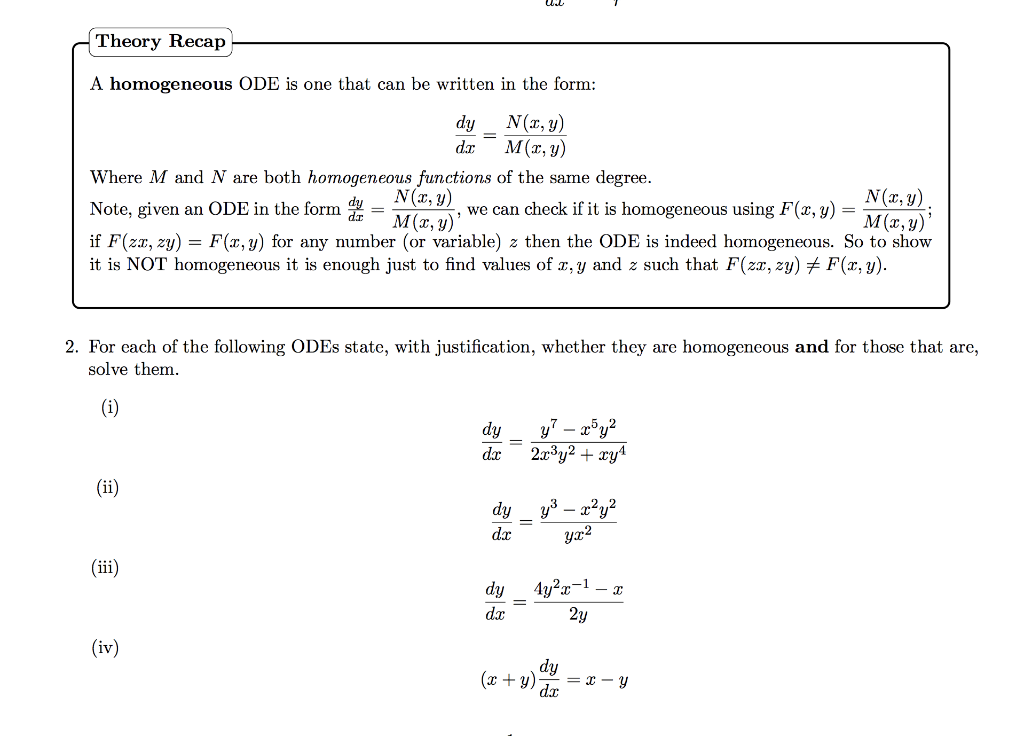 Solved How can I tell whether a function is homogenous or | Chegg.com