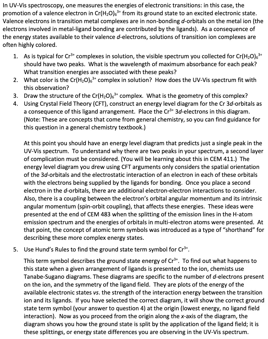 Solved 4. Using Crystal Field Theory (CFT), construct an | Chegg.com