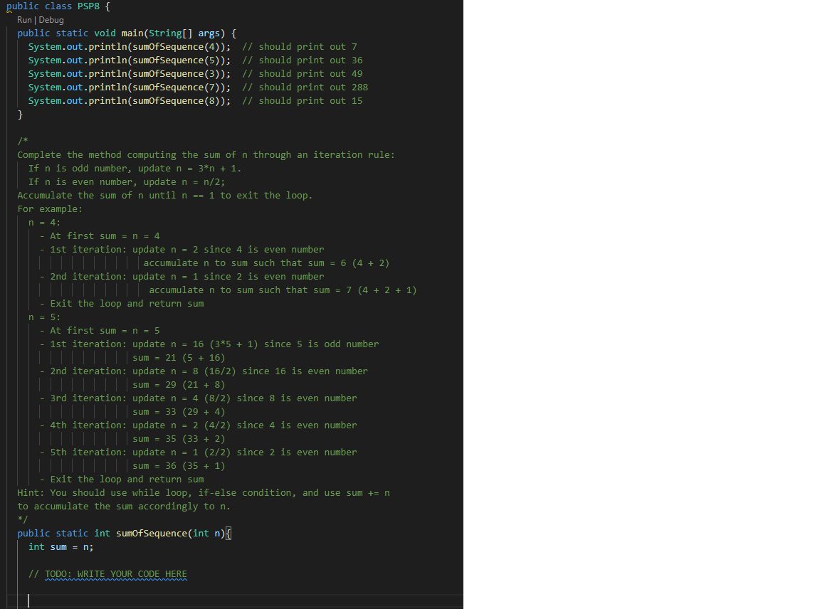 Solved public class PSP8 { Run | Debug public static void | Chegg.com
