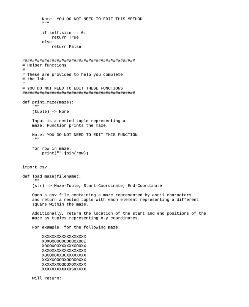 Solve the mazes iteratively(using a loop) with the | Chegg.com