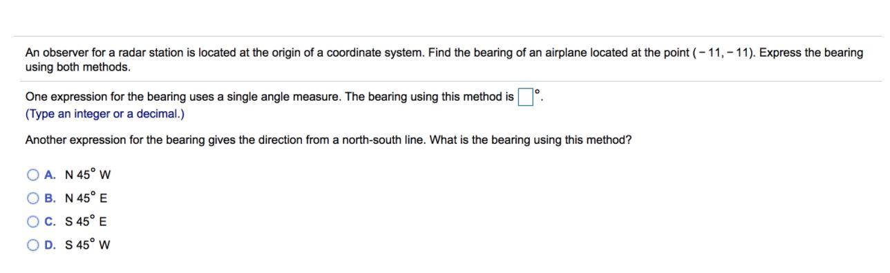 Solved 1) THE BEARING USING THIS METHOD IS? 2) SELECT FROM | Chegg.com