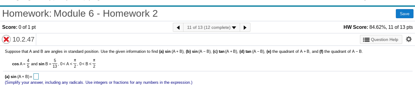 Solved Save Homework: Module 6 - Homework 2 Score: 0 of 1 pt | Chegg.com Solved Save Homework: Module 6 - Homework 2 Score: 0 of 1 pt | Chegg.com