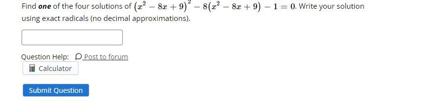 Solved Find one of the four solutions of | Chegg.com