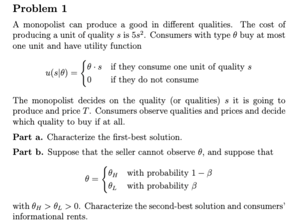 Solved Problem 1A monopolist can produce a good in | Chegg.com