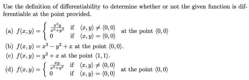 Solved Use the definition of differentiability to determine | Chegg.com