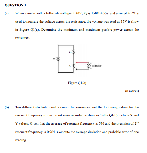 Solved QUESTION 1 (a) When a meter with a full-scale voltage | Chegg.com