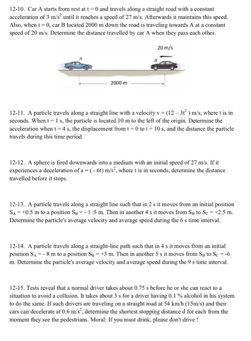 Solved 12-10. Car A starts from rest at t-0 and travels | Chegg.com