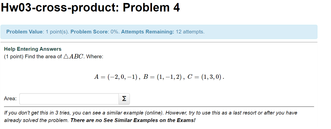 Solved Hw03-cross-product: Problem 4 Problem Value: 1 | Chegg.com
