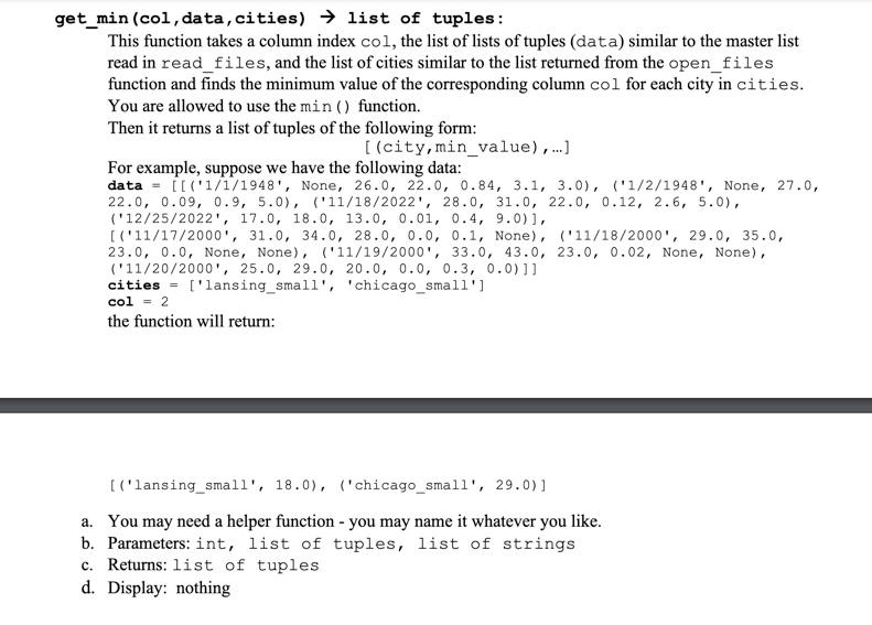 In this assignment, you will practice with lists of | Chegg.com