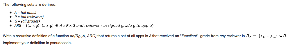 Solved The following sets are defined: • A = {all apps) • R | Chegg.com