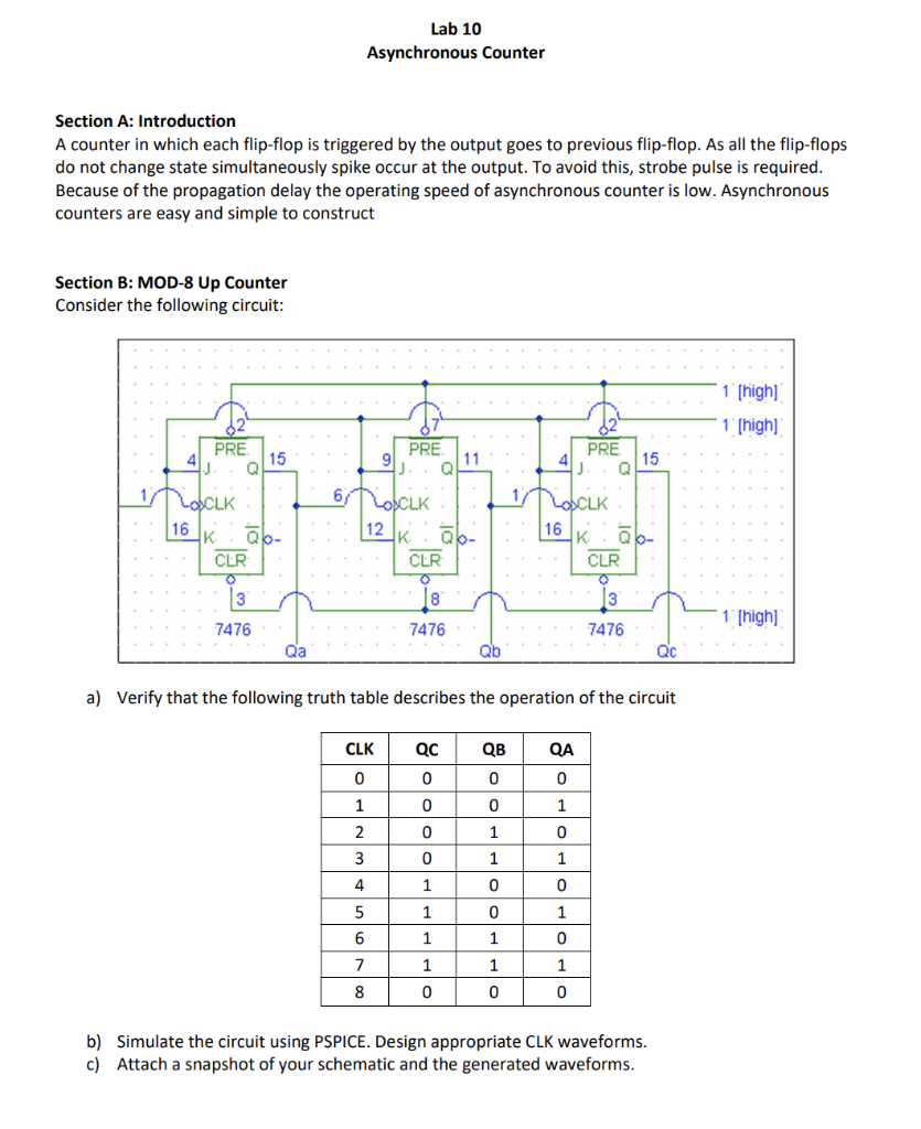 Solved Lab 10 Asynchronous Counter Section A: Introduction A | Chegg.com