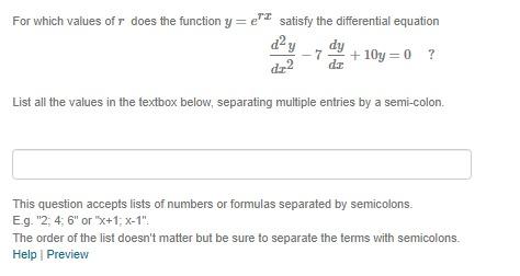 Solved For which values of r does the function y=erx satisfy | Chegg.com
