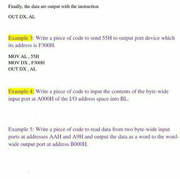 Solved Finally, the data are output with the instruction OUT | Chegg.com