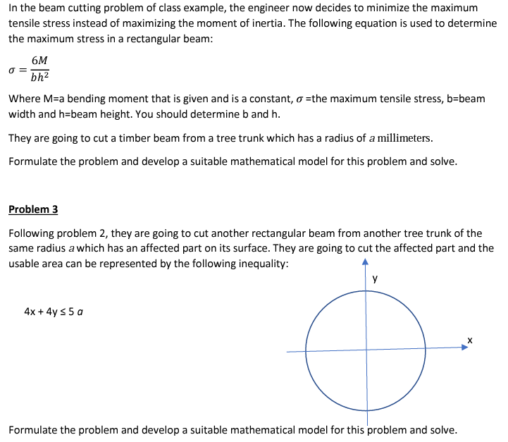 Solved In the beam cutting problem of class example, the | Chegg.com