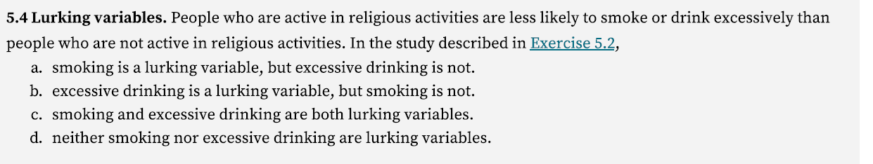 5.4 Lurking variables. People who are active in | Chegg.com
