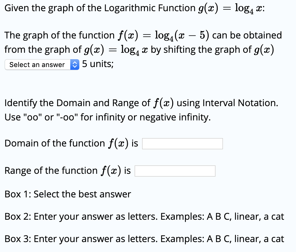 Solved Given the graph of the Logarithmic Function g(2) = | Chegg.com