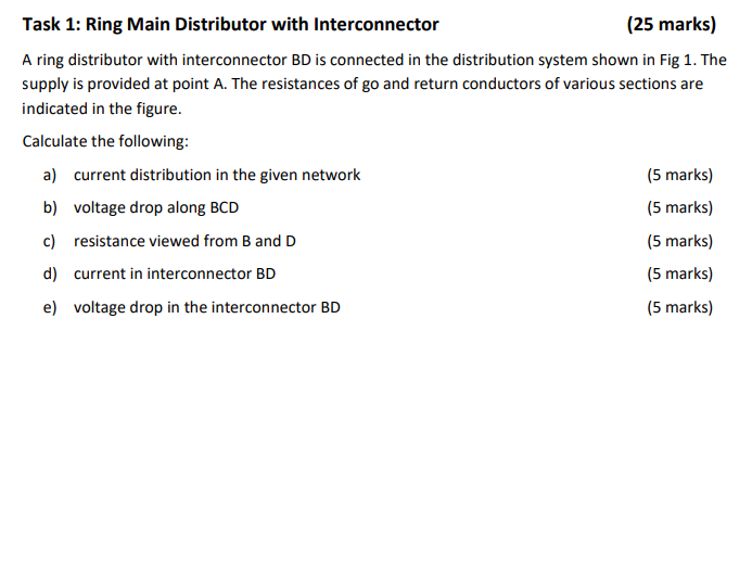 Solved Task 1: Ring Main Distributor with Interconnector (25 | Chegg.com