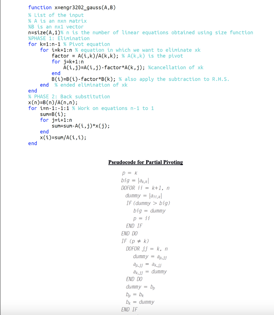 Solved Part Ii Programming 7 Partial Pivoting 25 Points 7219