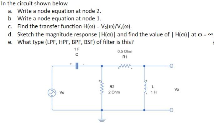Solved In the circuit shown below a. Write a node equation | Chegg.com