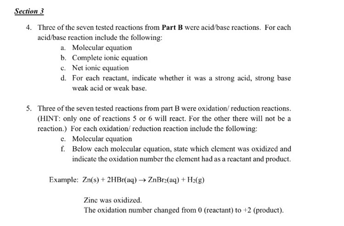 Solved 3. Write the molecular, complete and net ionic | Chegg.com
