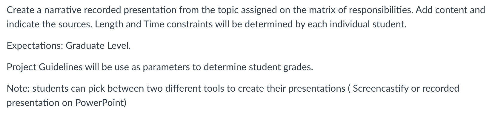 Create a narrative recorded presentation from the | Chegg.com