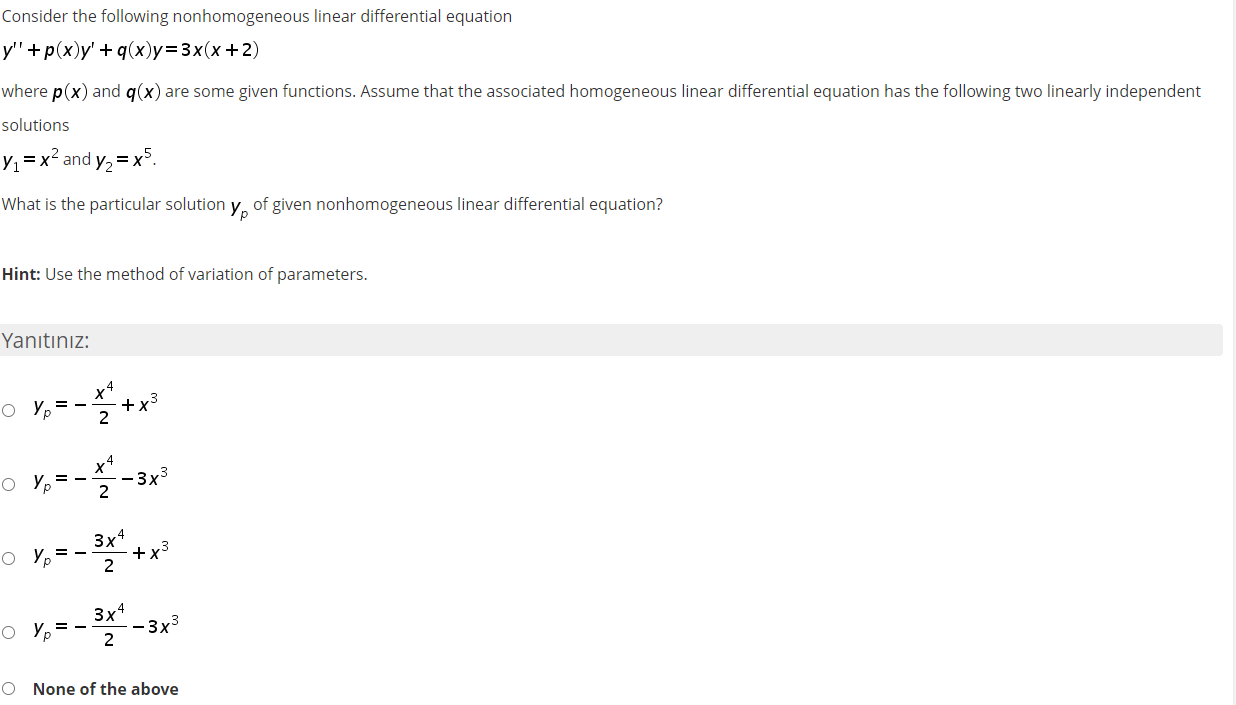 Solved Consider the following nonhomogeneous linear | Chegg.com