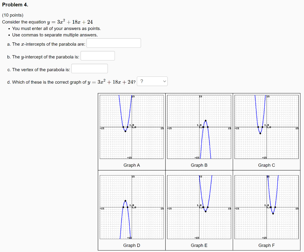 Solved Problem 4. (10 points) Consider the equation y = 3x² | Chegg.com