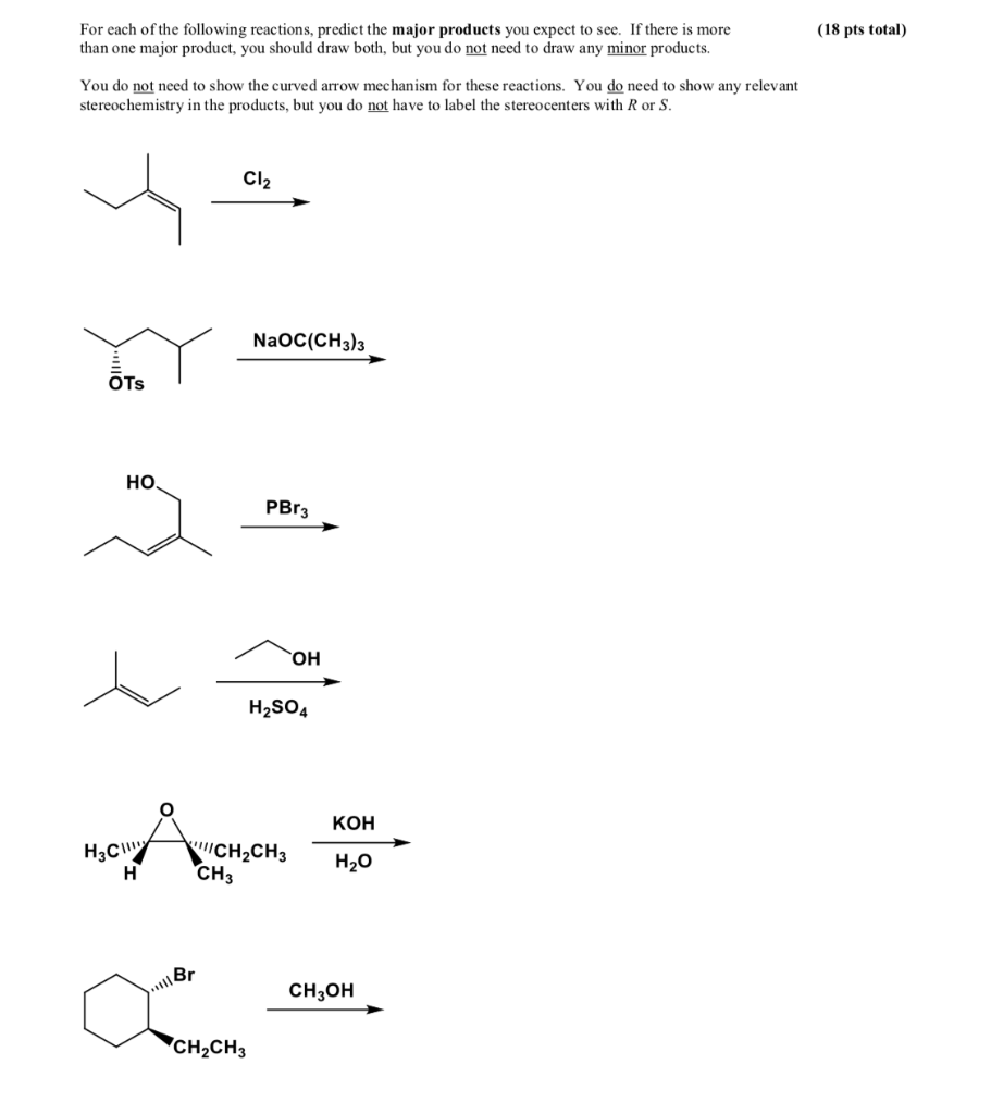 Solved For each of the following reactions, predict the | Chegg.com