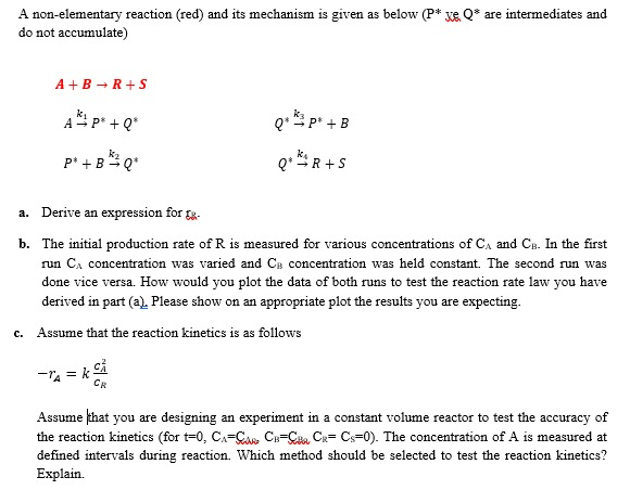 A non-elementary reaction (red) and its mechanism is | Chegg.com