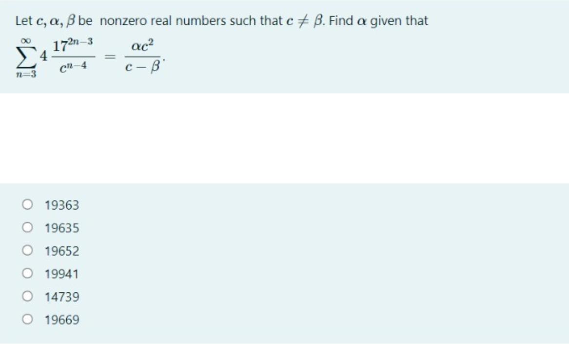 Solved Let C A ß Be Nonzero Real Numbers Such That C B