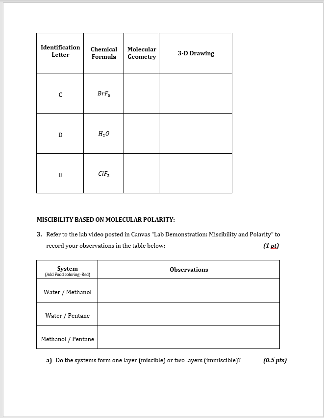 Solved Name: Date: Grade: Section: Experiment 9: Molecular | Chegg.com