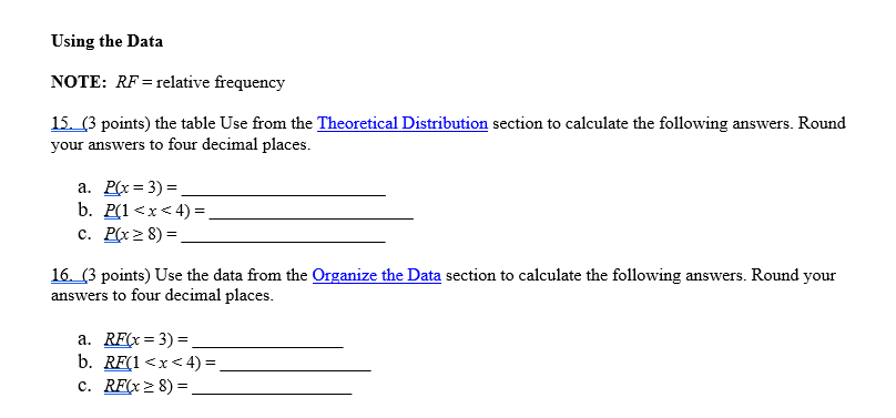 Solved ligul Y.U Theoretical Distribution 12. Build the | Chegg.com