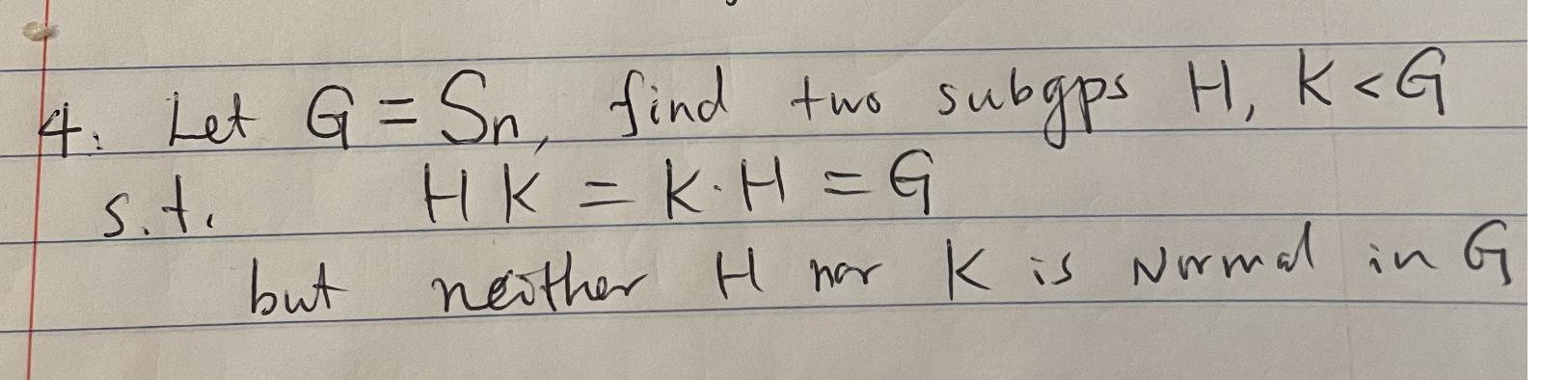 Solved Give examples of subgroups in S_n such that the | Chegg.com