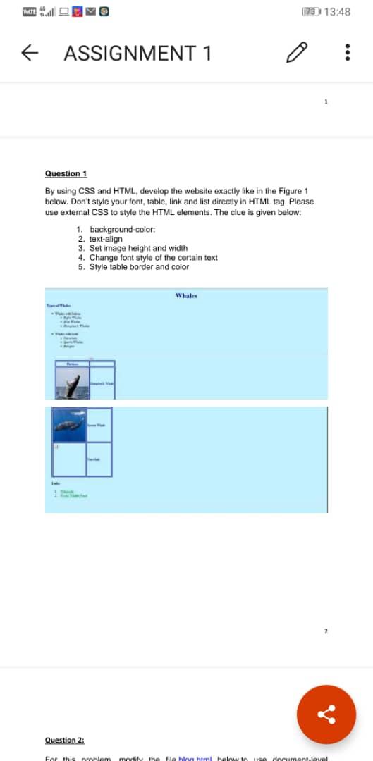 Question 1 By using CSS and HTML, develop the website | Chegg.com