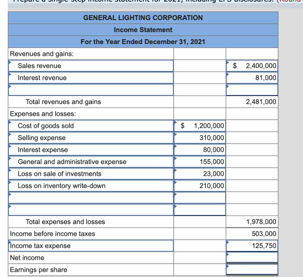 Solved Exercise 4-2 (Algo) Income statement format; single | Chegg.com