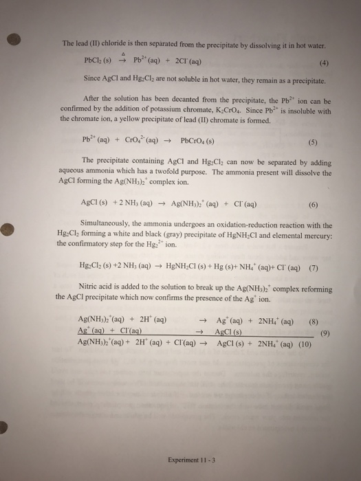 Solved Experiment 11 ualitative Analysis of Group 1 Cations | Chegg.com