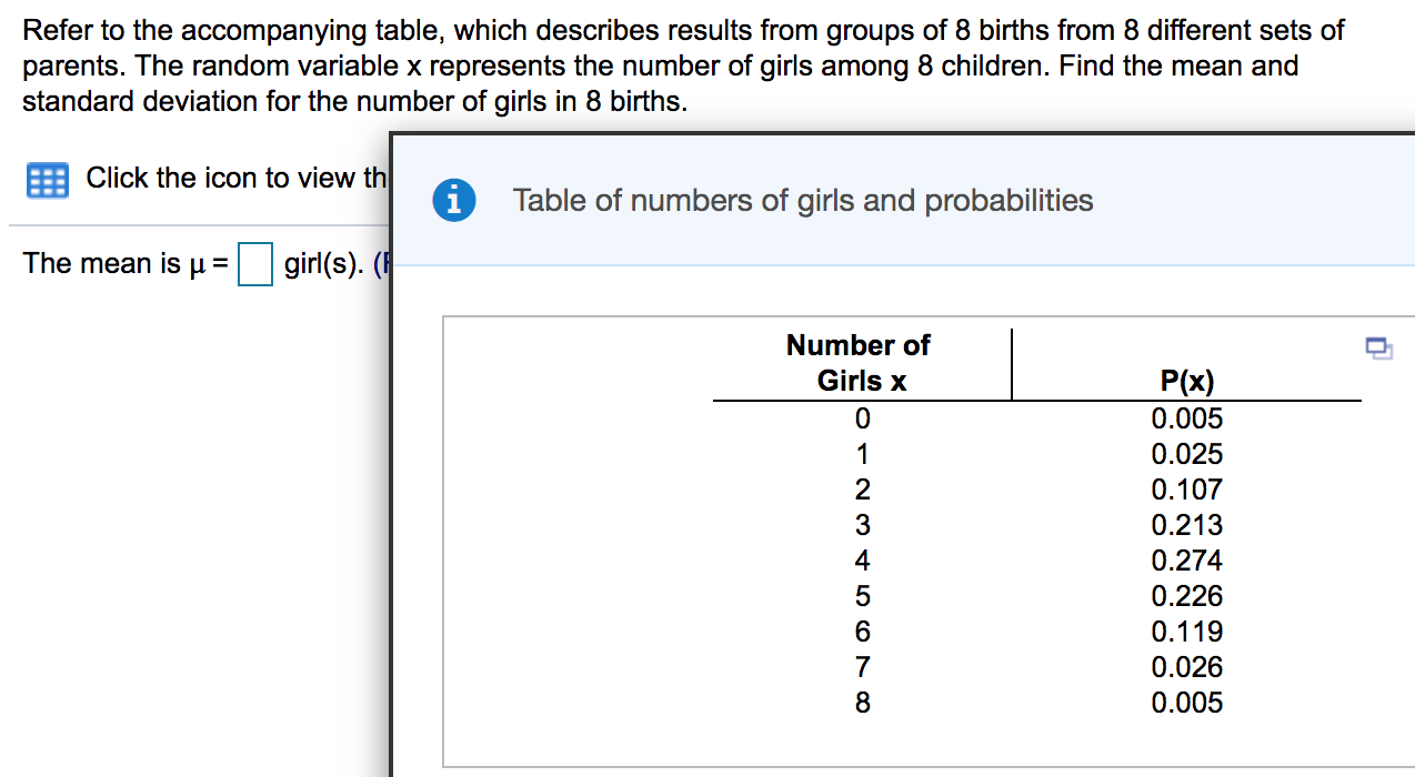 Solved Refer to the accompanying table, which describes | Chegg.com