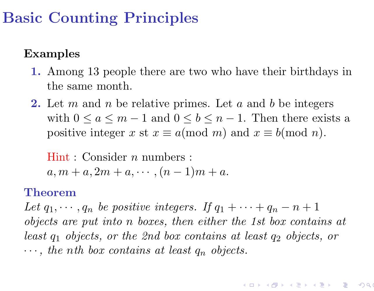 Solved Basic Counting Principles Pigeonhole Principle | Chegg.com