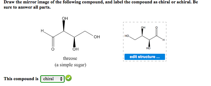 Solved Draw the mirror image of the following compound, and | Chegg.com