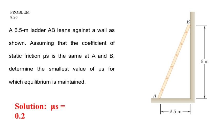 Solved A 6.5-m ladder AB leans against a wall as shown. | Chegg.com
