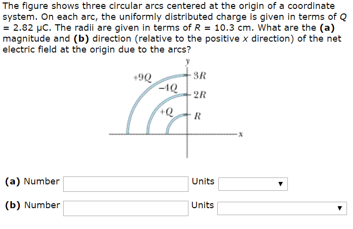 Solved The figure shows three circular arcs centered at the | Chegg.com